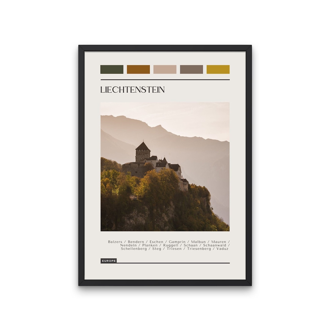 Liechtenstein Travel Poster: Modern Color Block Print (digital Download ...