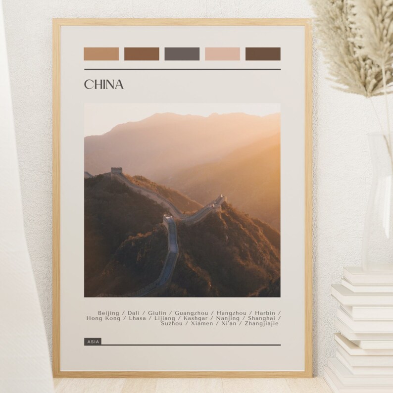 CHINA - Travel Poster, Color Block Travel Poster, Digital Download ...