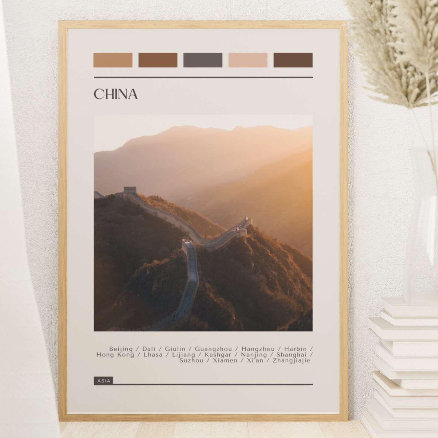 CHINA - Travel Poster, Color Block Travel Poster, Digital Download ...