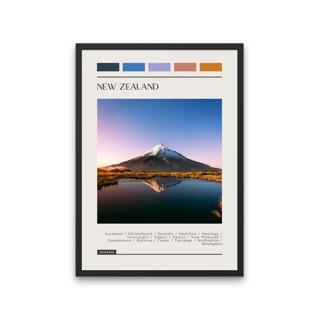 New Zealand Travel Poster: Color Block Print (digital Download) - Etsy