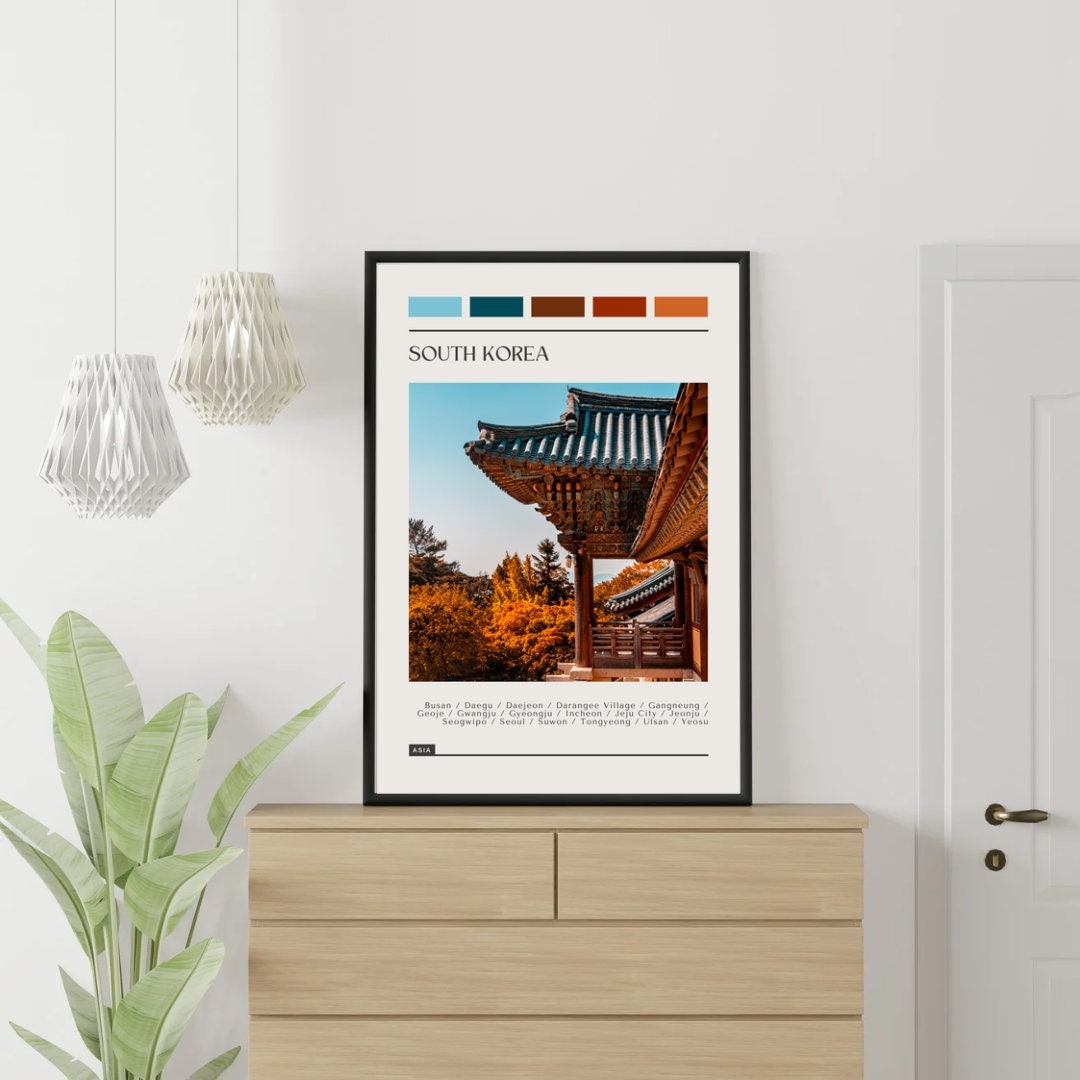 SOUTH KOREA - Travel Poster, Color Block Travel Poster, Digital ...