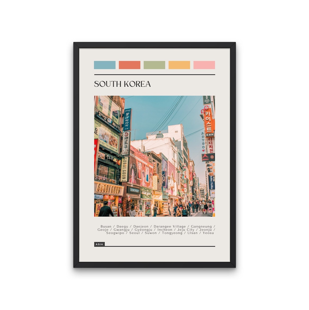SOUTH KOREA - Travel Poster, Color Block Travel Poster, Digital ...