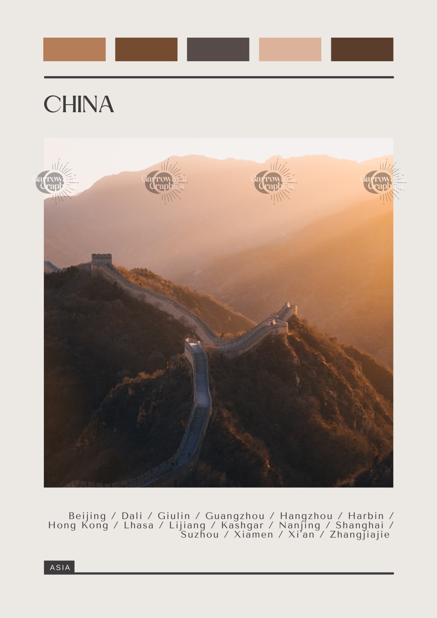 CHINA Travel Poster, Color Block Travel Poster, Digital Download ...