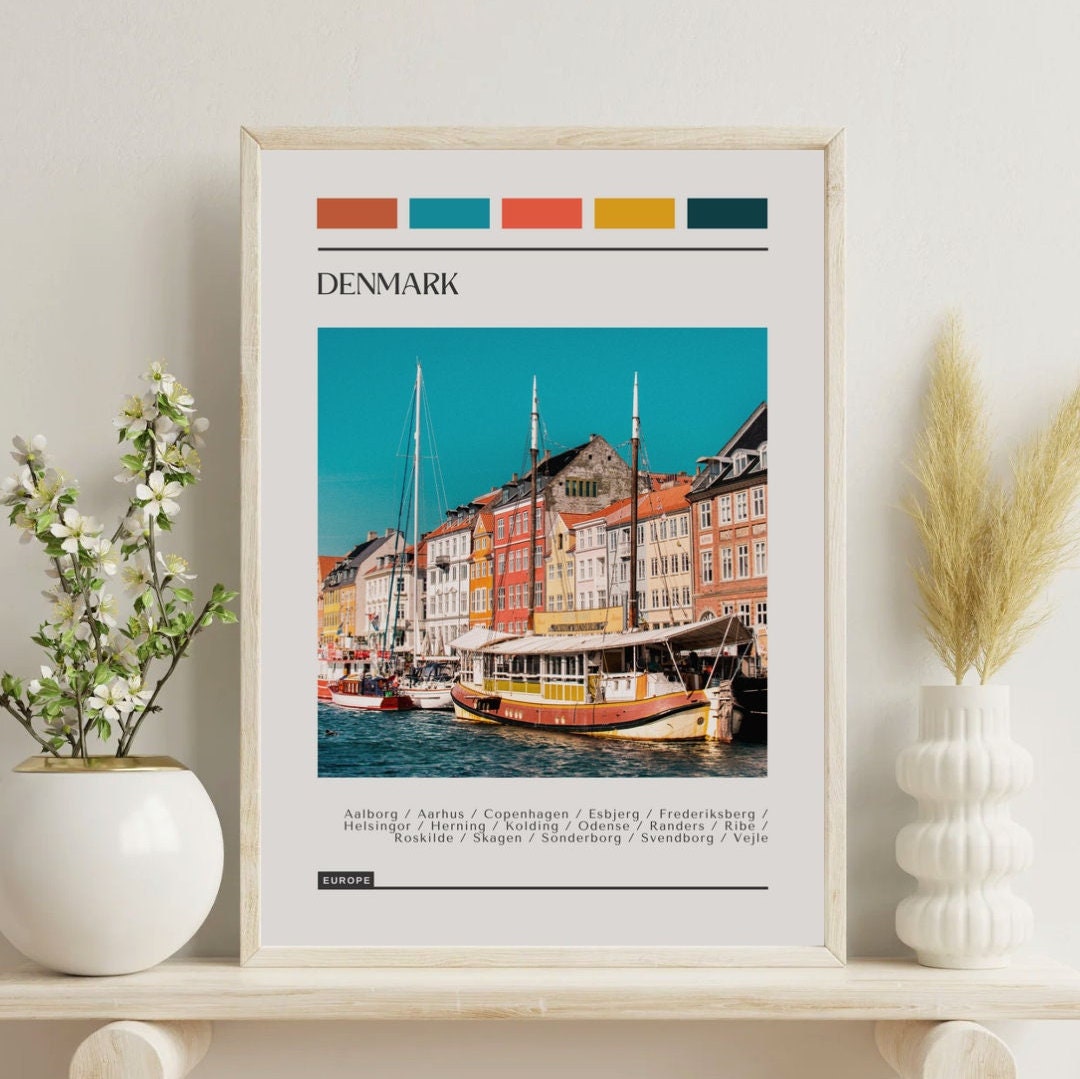 PRINTED Denmark Poster - Travel Poster, Color Block Travel Poster - Etsy