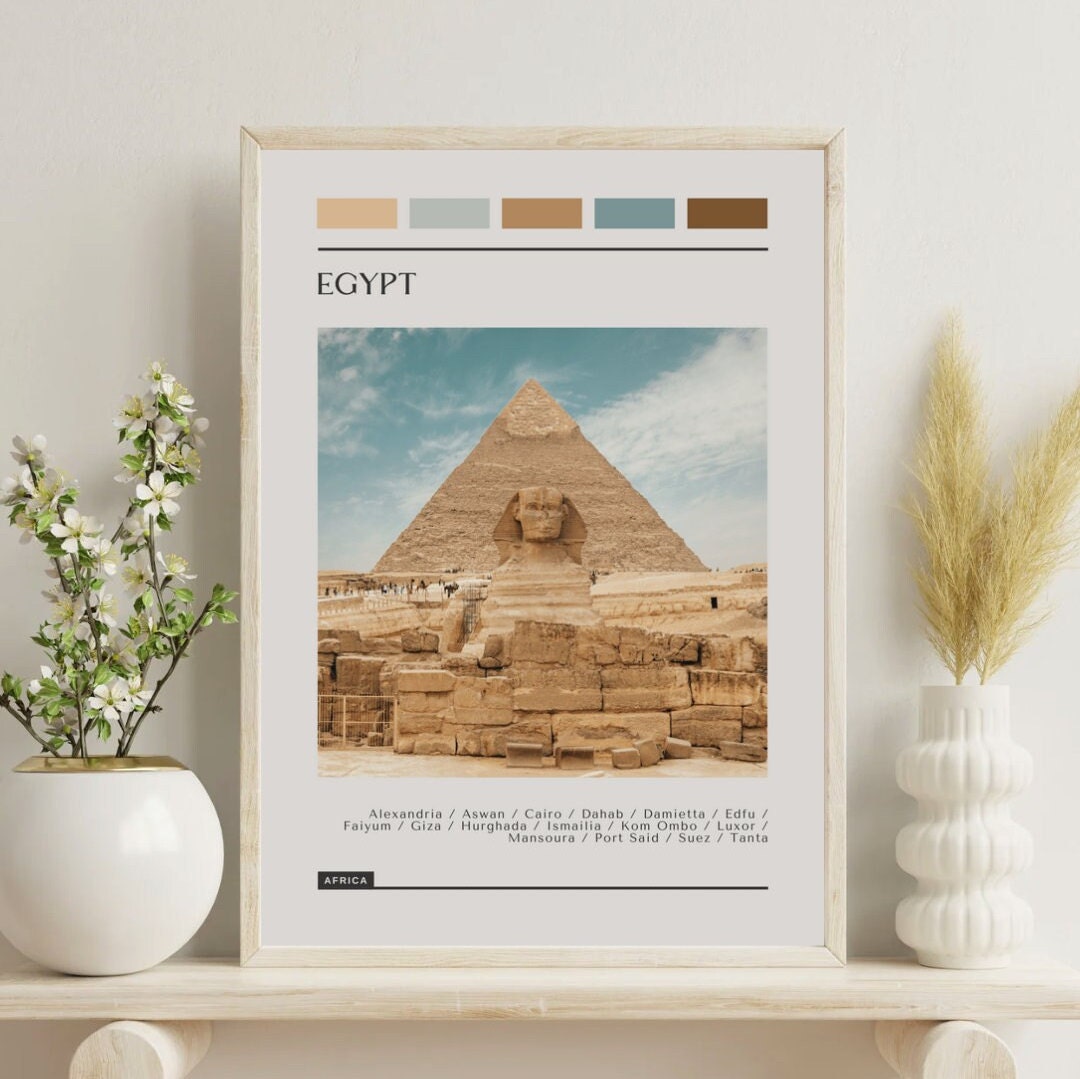 PRINTED Egypt Poster - Travel Poster, Color Block Travel Poster - Etsy
