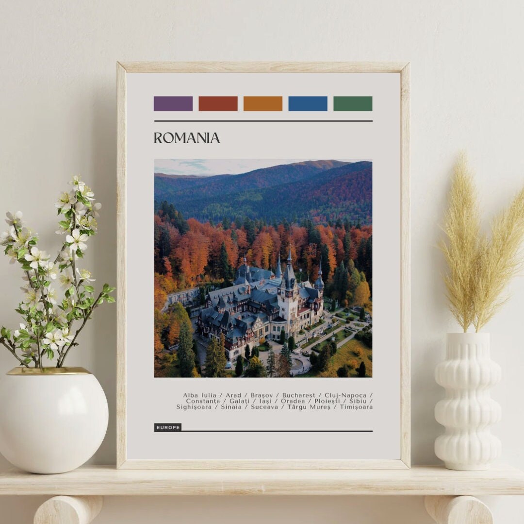 PRINTED Romania Poster - Travel Poster, Color Block Travel Poster - Etsy