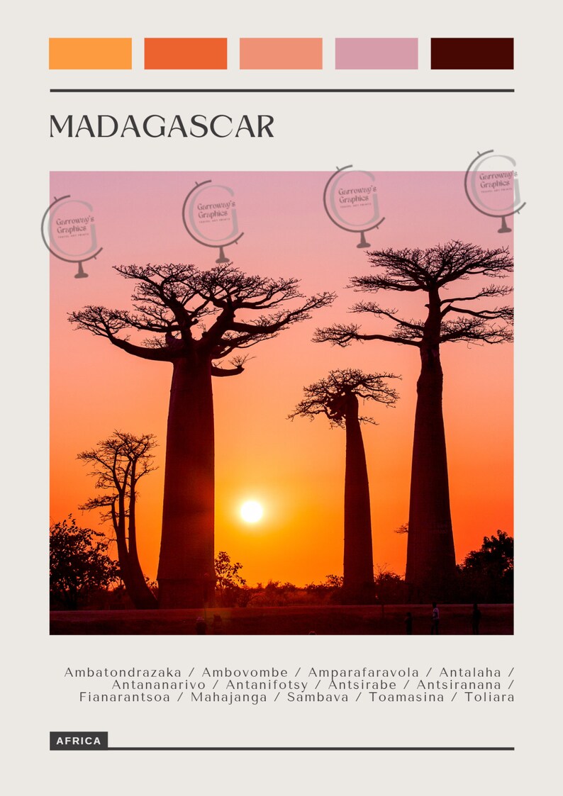 Madagascar Travel Poster: Modern Color Block Print (digital Download ...