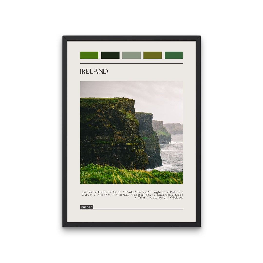 IRELAND - Travel Poster, Color Block Travel Poster, Digital Download ...
