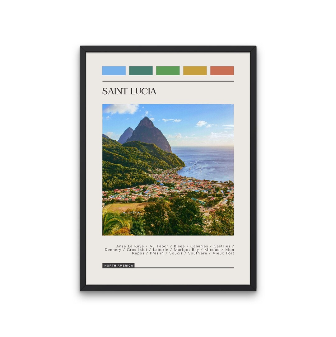 Saint Lucia Travel Poster: Color Block Print (digital Download) - Etsy