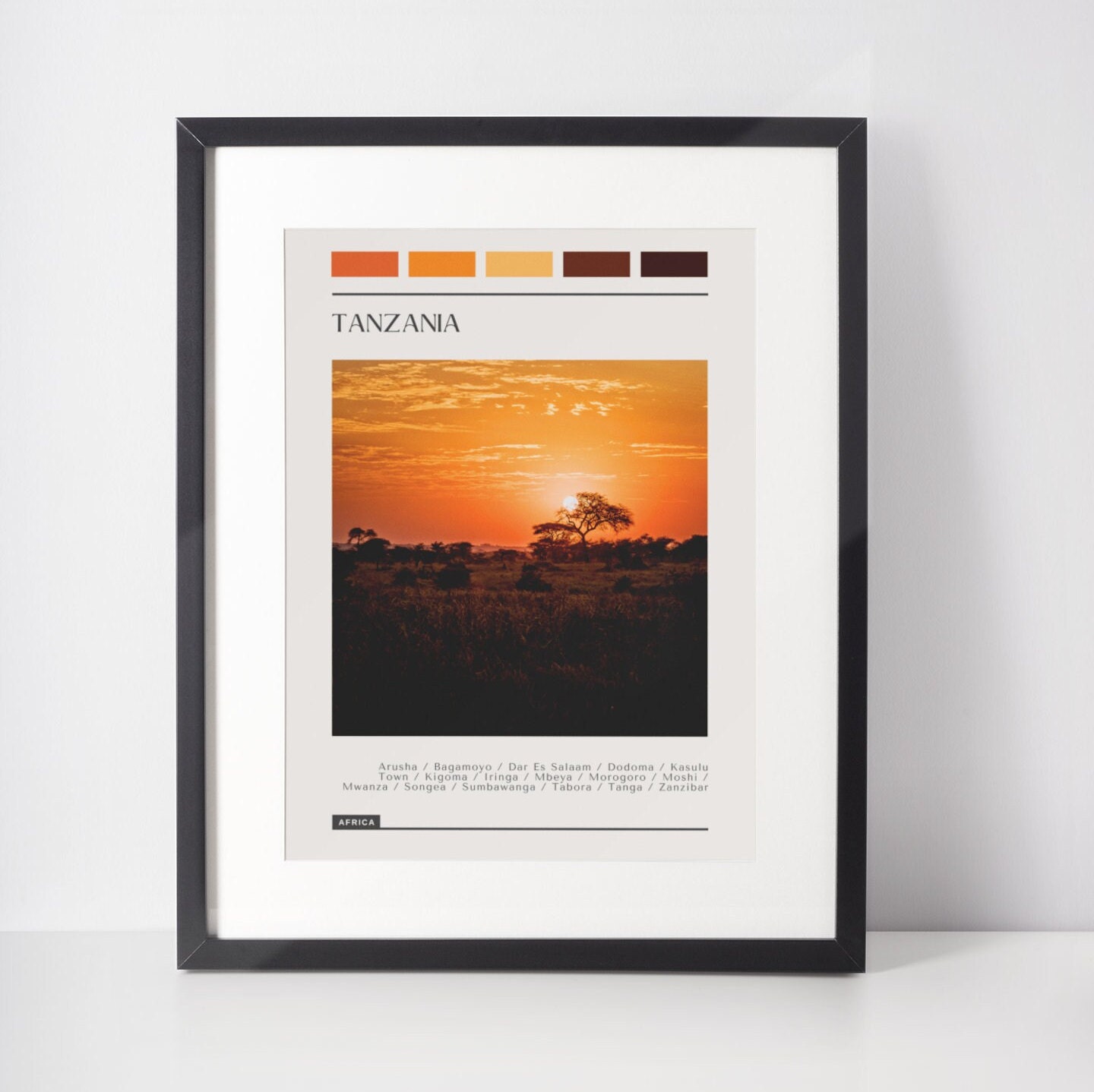 TANZANIA Travel Poster Color Block Travel Poster Digital - Etsy