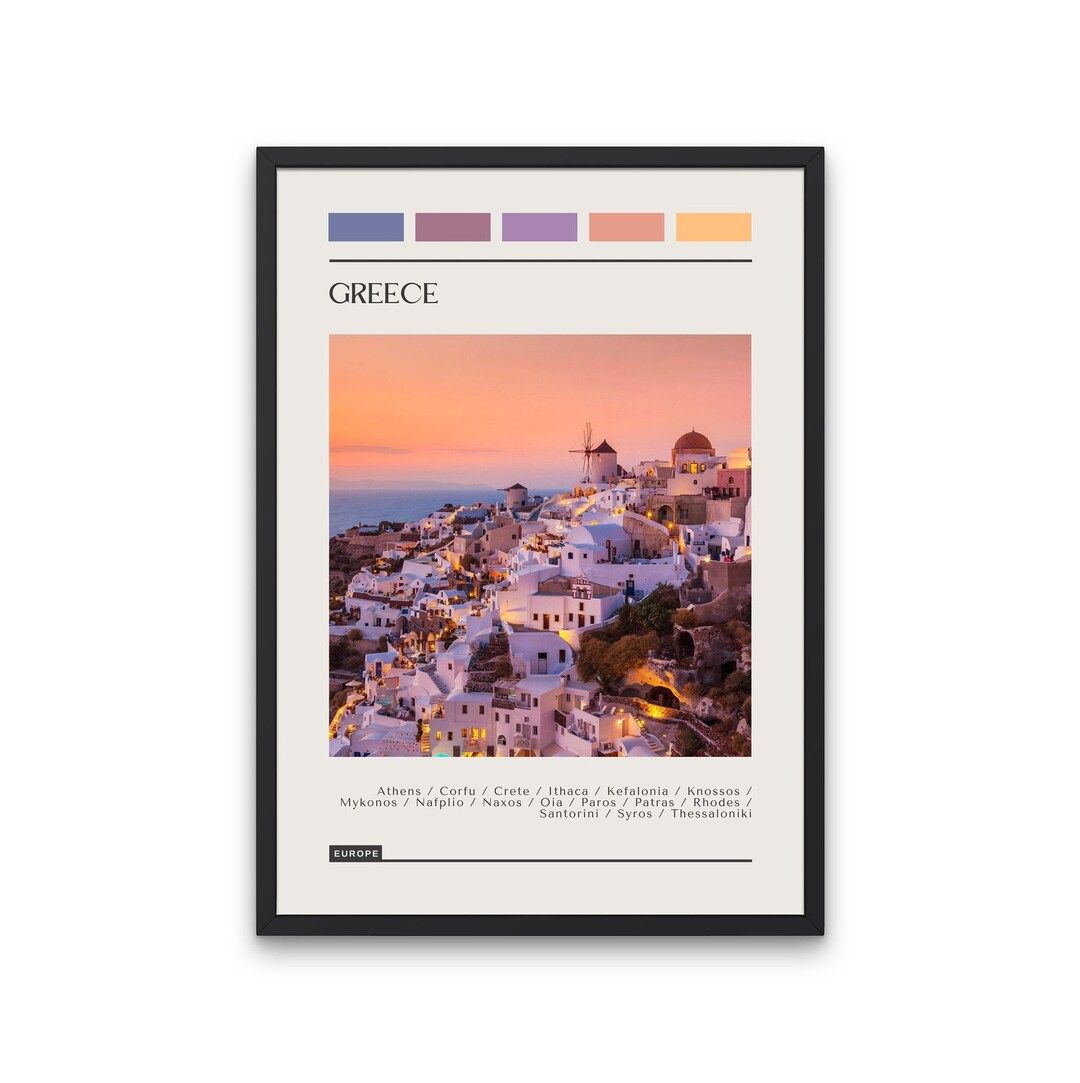 GREECE - Travel Poster, Color Block Travel Poster, Digital Download ...