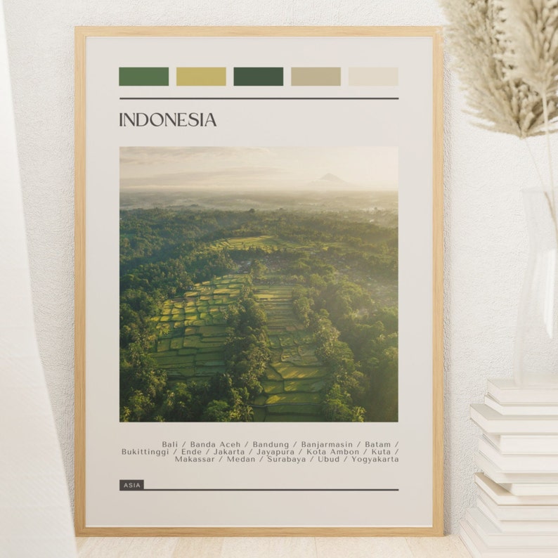 INDONESIA - Travel Poster, Color Block Travel Poster, Digital Download ...