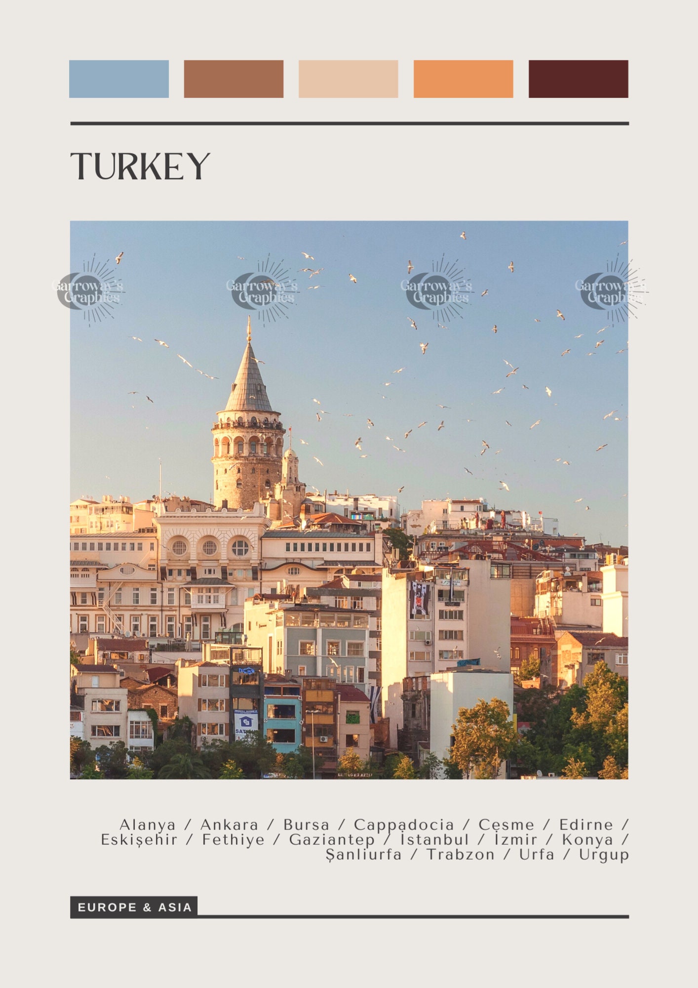 TURKEY Travel Poster Color Block Travel Poster Digital - Etsy