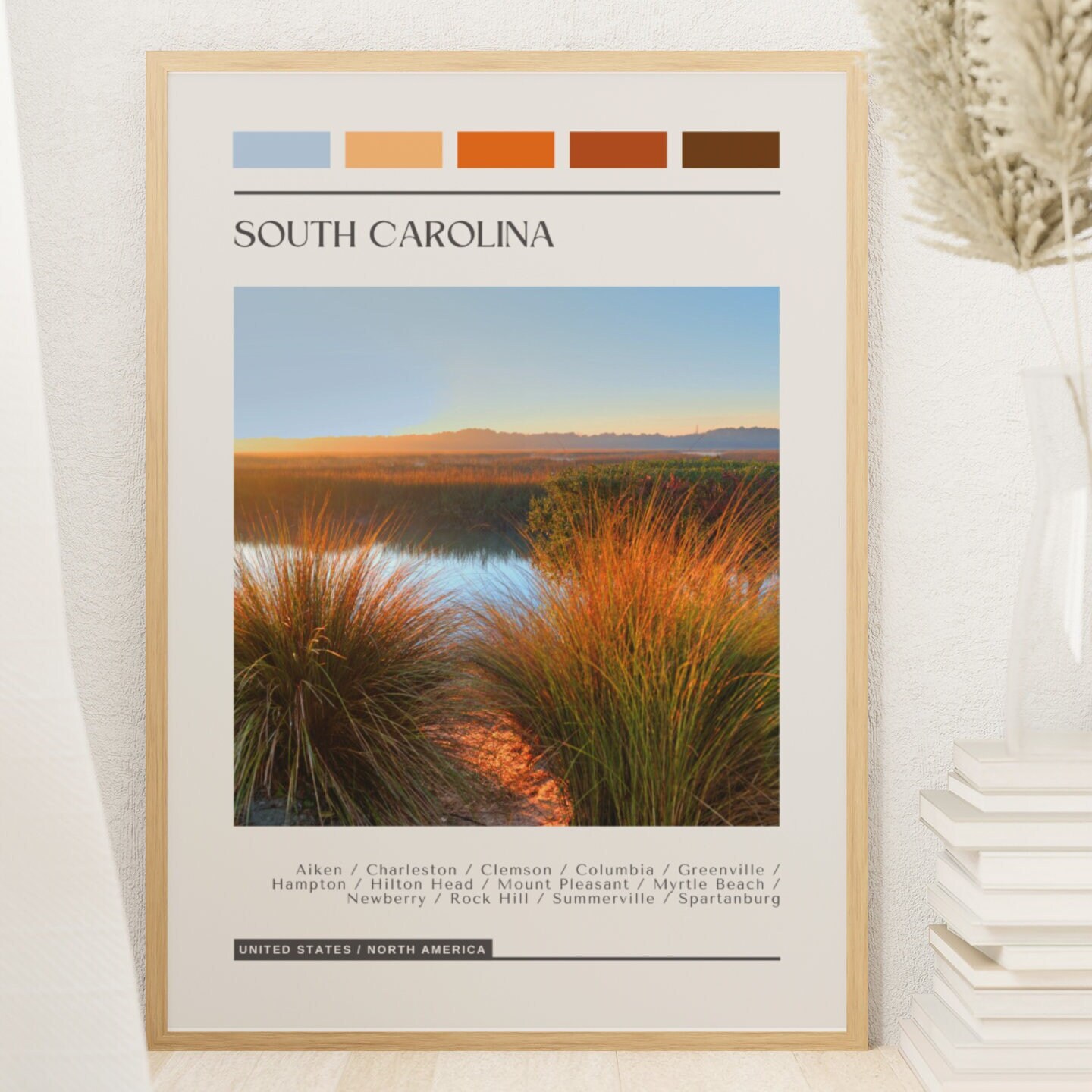 South Carolina Travel Poster: Modern Color Block Print (digital ...