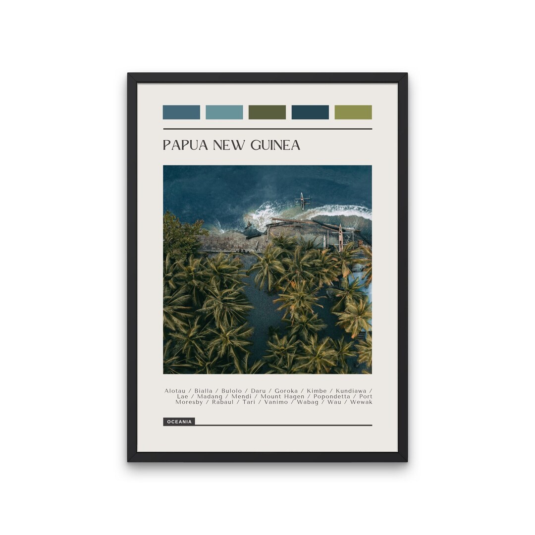 Papua New Guinea Travel Poster: Modern Color Block Print (digital ...