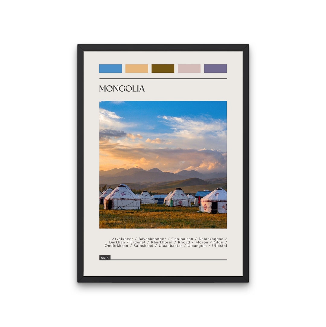MONGOLIA - Travel Poster, Color Block Travel Poster, Digital Download ...