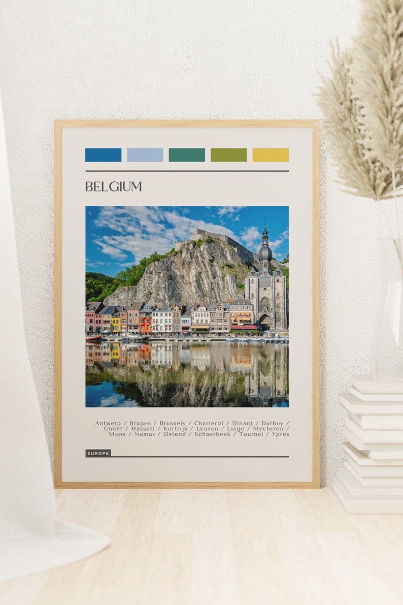 BELGIUM Travel Poster Color Block Travel Poster Digital - Etsy