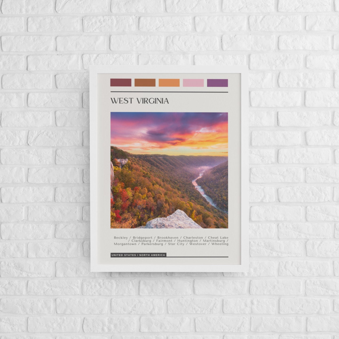 WEST VIRGINIA Travel Poster Color Block Travel Poster - Etsy