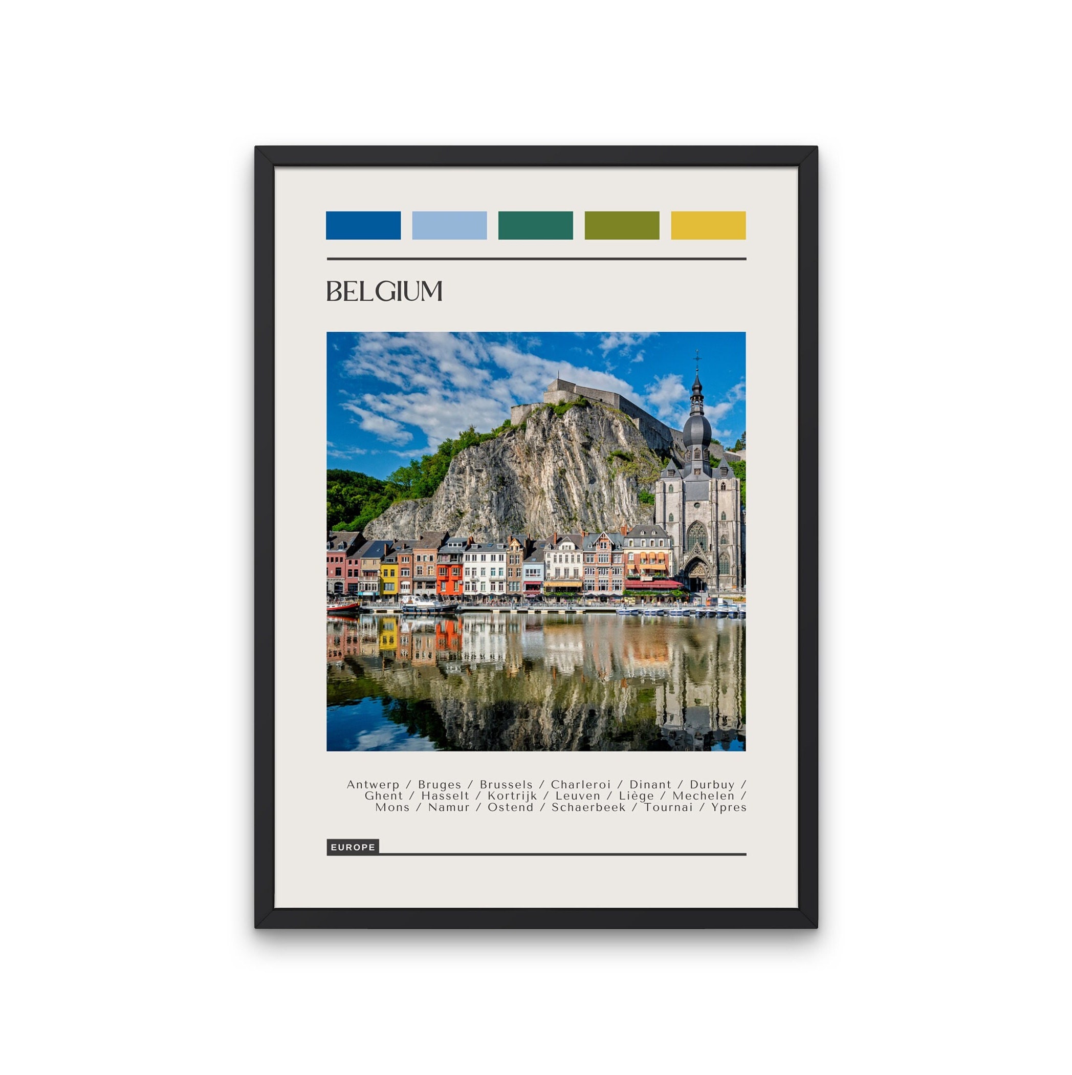 BELGIUM Travel Poster, Color Block Travel Poster, Digital Download ...