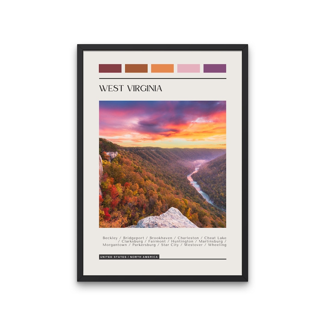 WEST VIRGINIA - Travel Poster, Color Block Travel Poster, Digital ...