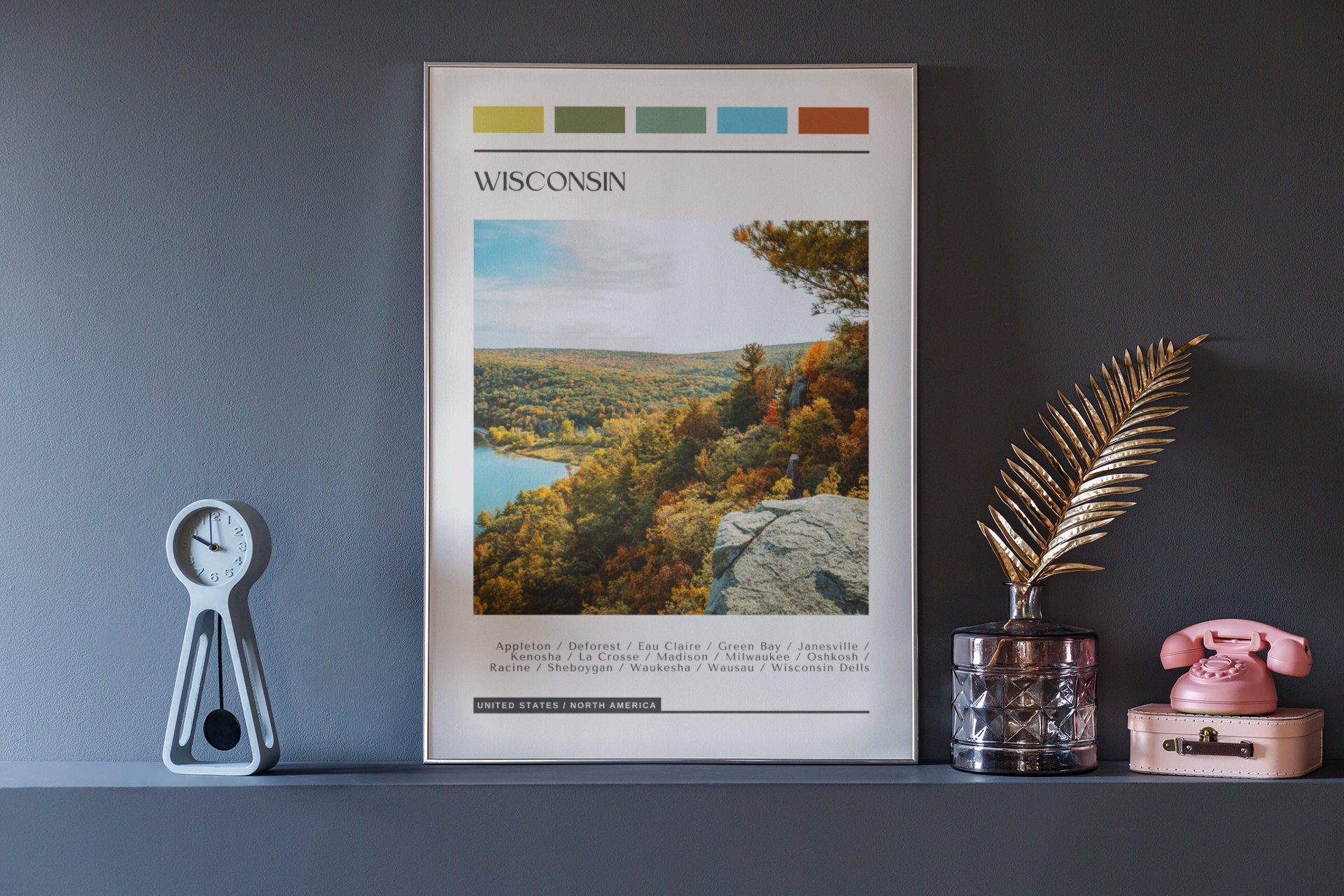 Wisconsin Travel Poster: Modern Color Block Print (digital Download) - Etsy