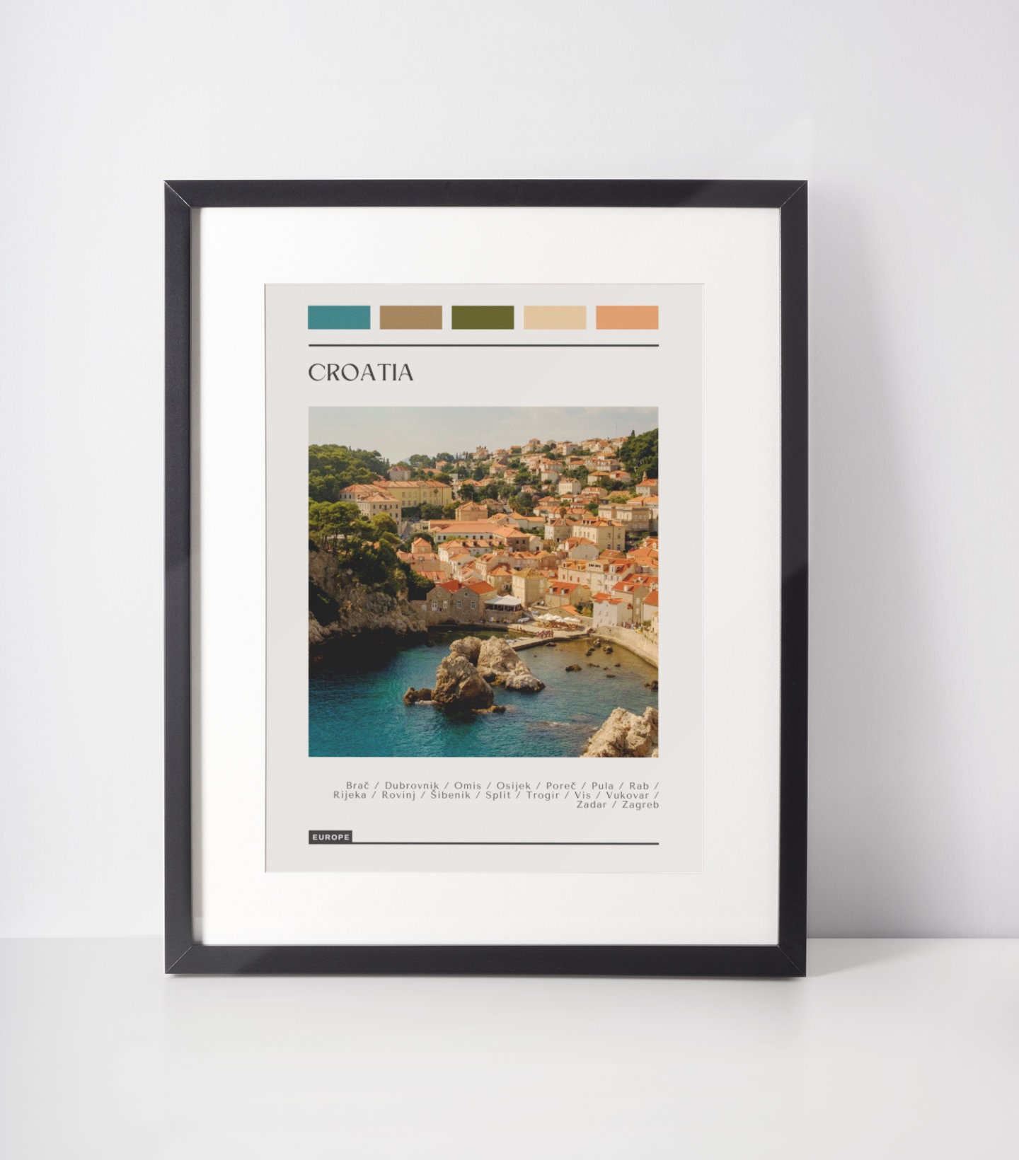 CROATIA - Travel Poster, Color Block Travel Poster, Digital Download ...