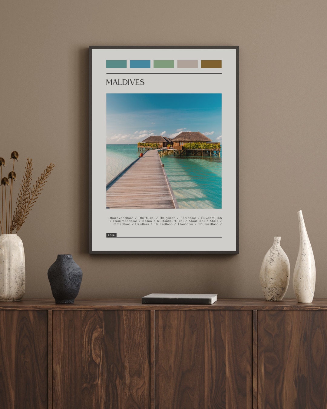 PRINTED Maldives Poster Travel Poster, Color Block Travel Poster - Etsy