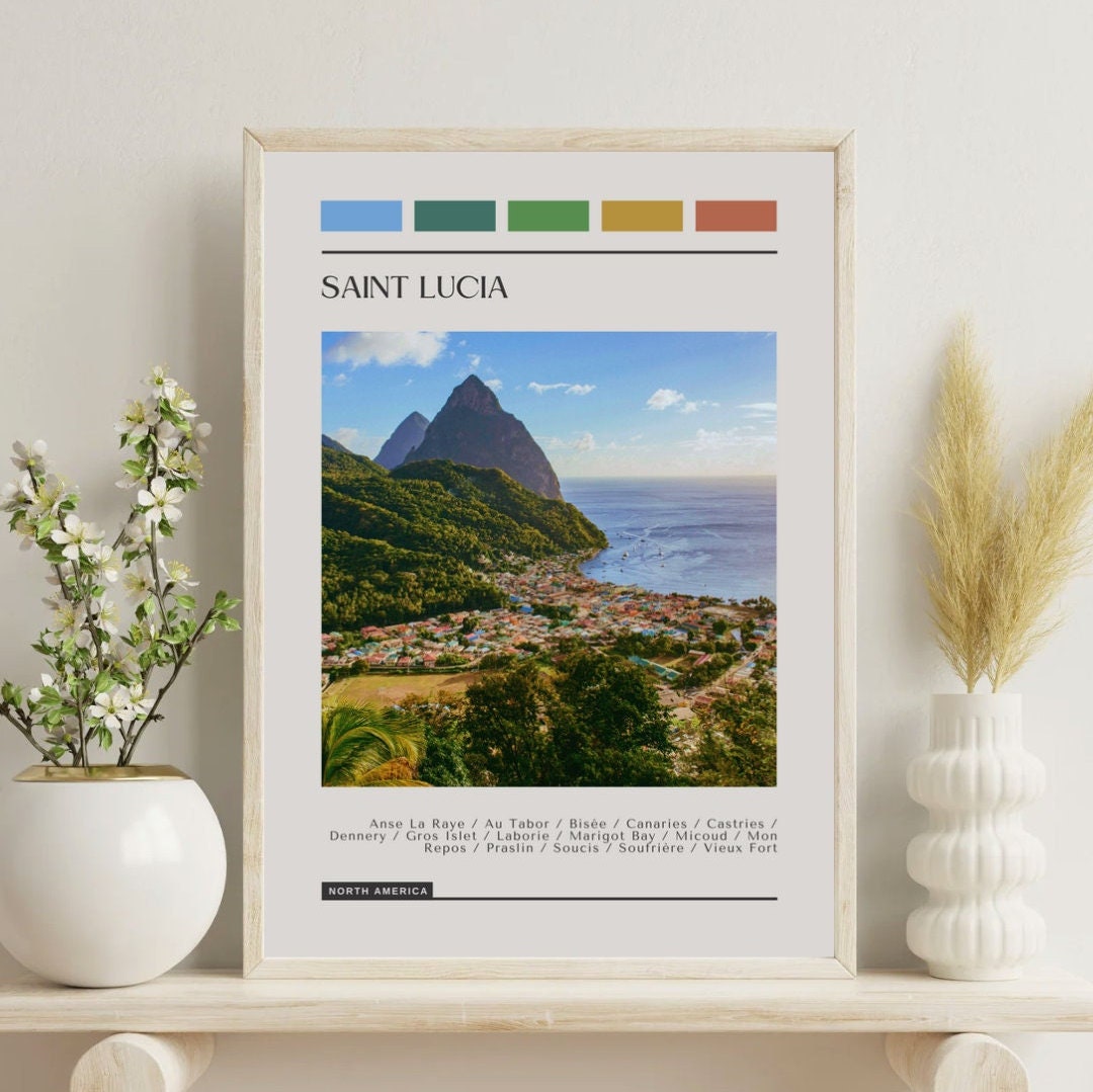 Saint Lucia Travel Poster: Modern Color Block Print - Etsy