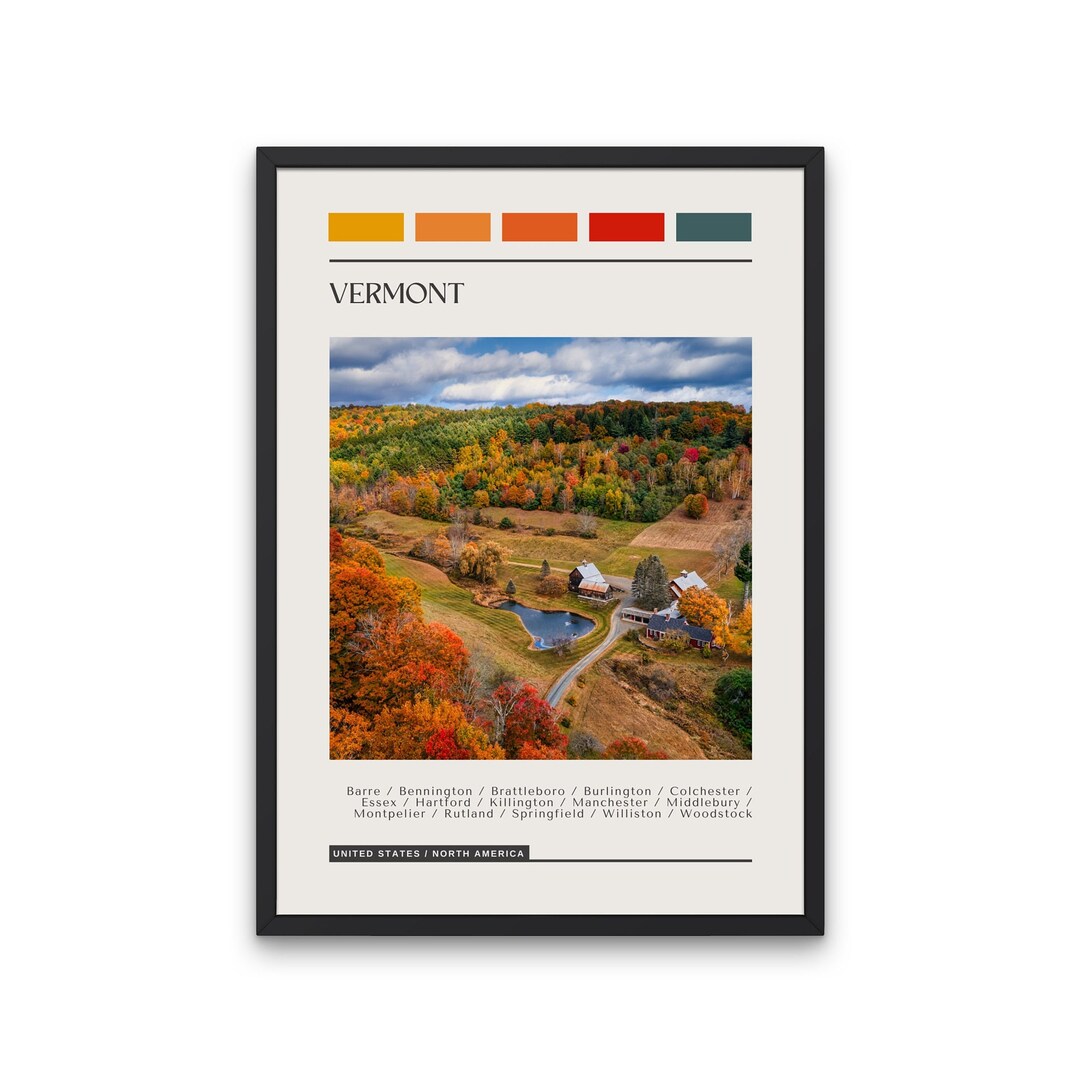 VERMONT - Travel Poster, Color Block Travel Poster, Digital Download ...
