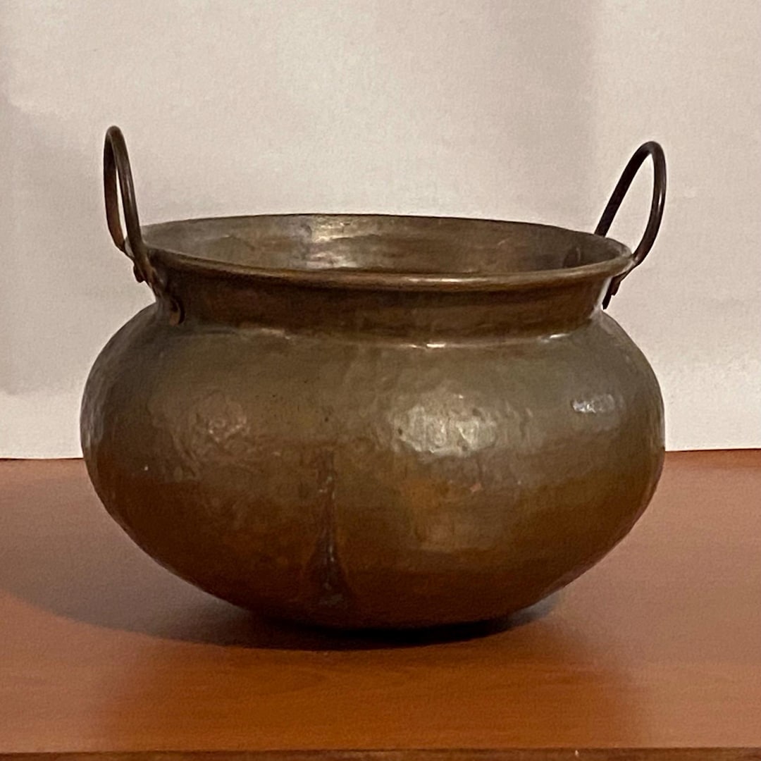 Antique Hammered Copper Cooking Pot, Handles, Caldron, Rustic Kitchen ...