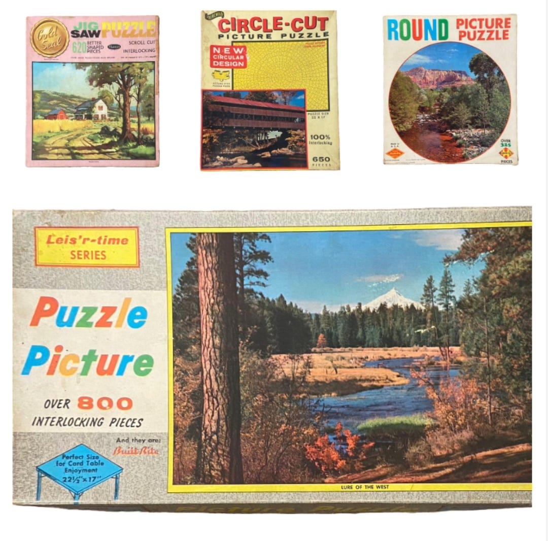 4 Vintage Jigsaw Puzzles, Built Rite, Fairchild, Whitman, Circle Cut ...