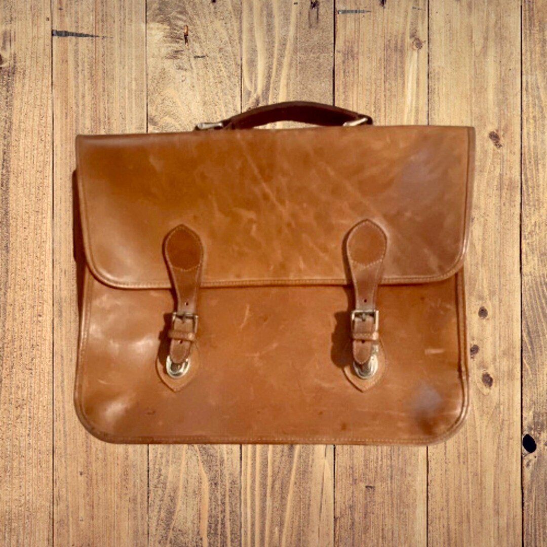 Vintage 80s 90s G.H. Bass Leather Briefcase, Satchel, Mildly Distressed ...