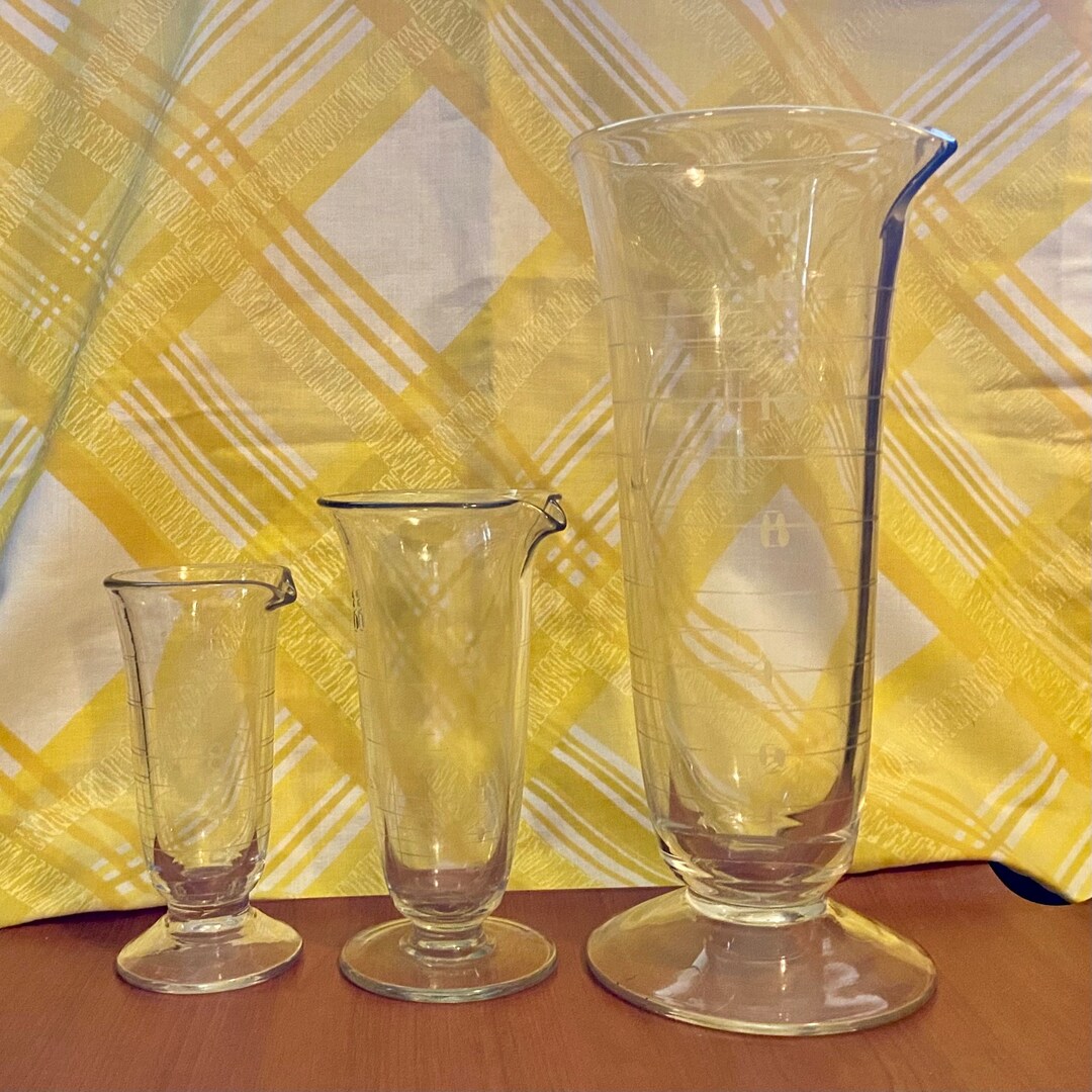 Antique Apothecary Pharmacy Measuring Beaker Set, 3 Sizes 9.5 5.5 4.5 ...