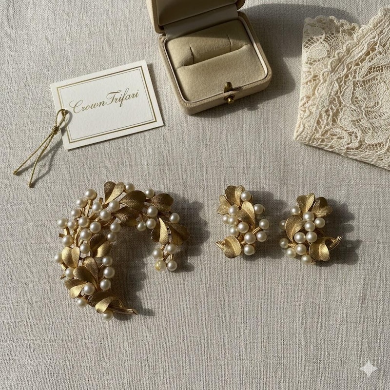 Trifari Brooch Earrings Set - Etsy
