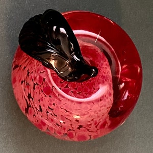 Vintage Red Apple Paperweight Green Leaf in Clear - Etsy