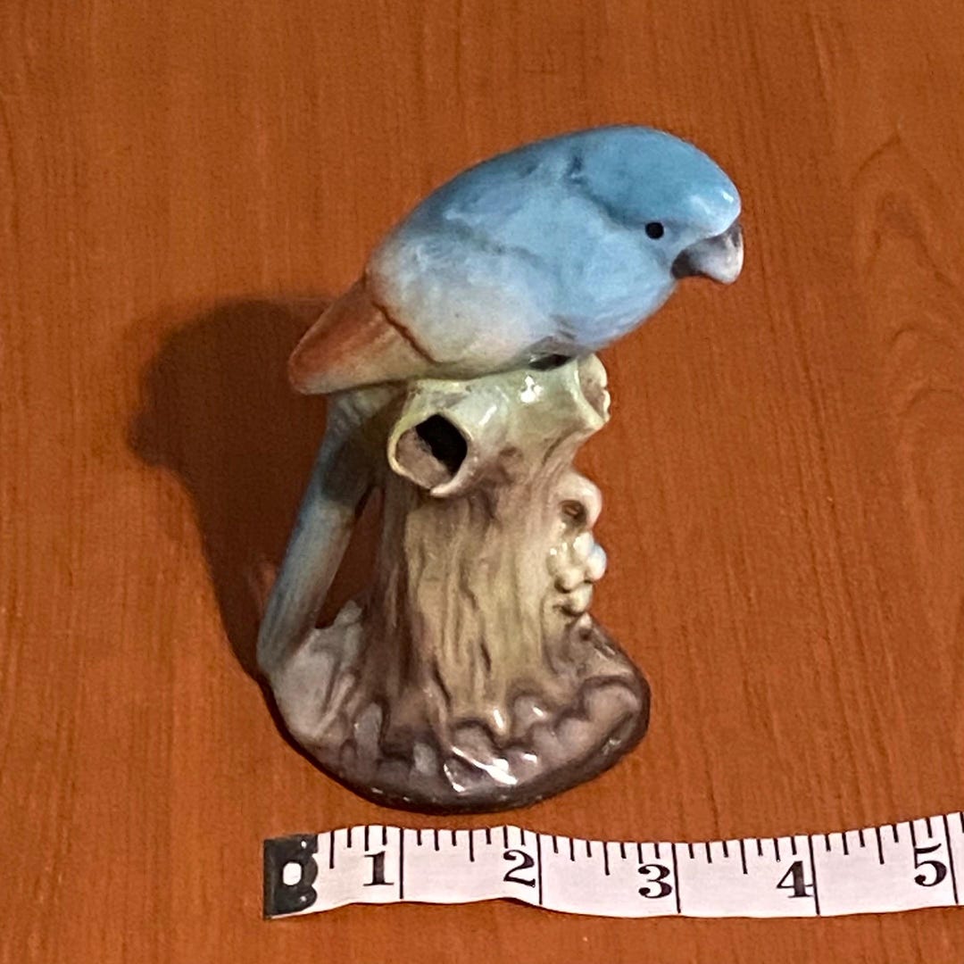 Vintage Blue Parakeet Bud Vase: Hand-painted Ceramic Figurine ...