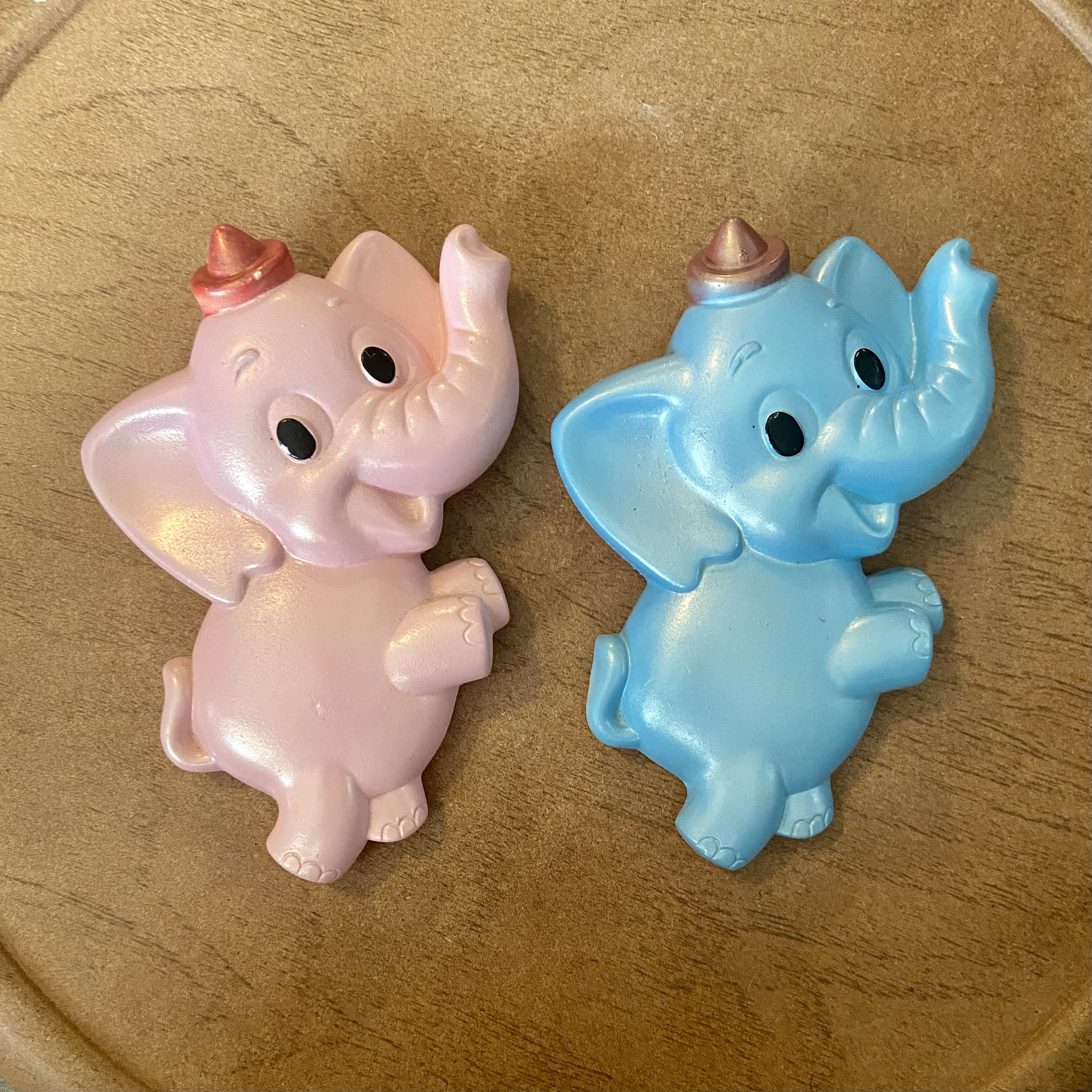 Vintage 70s 1972 Miller Baby Elephant Chalkware Pink Blue - Etsy