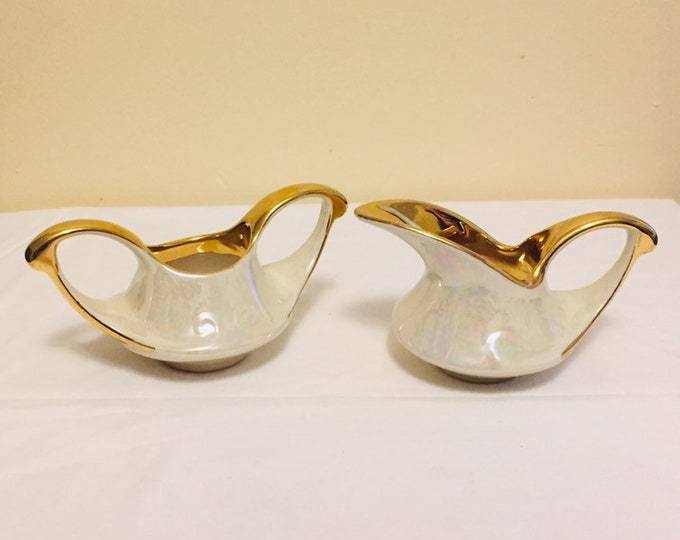 Vintage Creamer Small Pitcher Floral Embossed Gold Gilt Housewarming ...