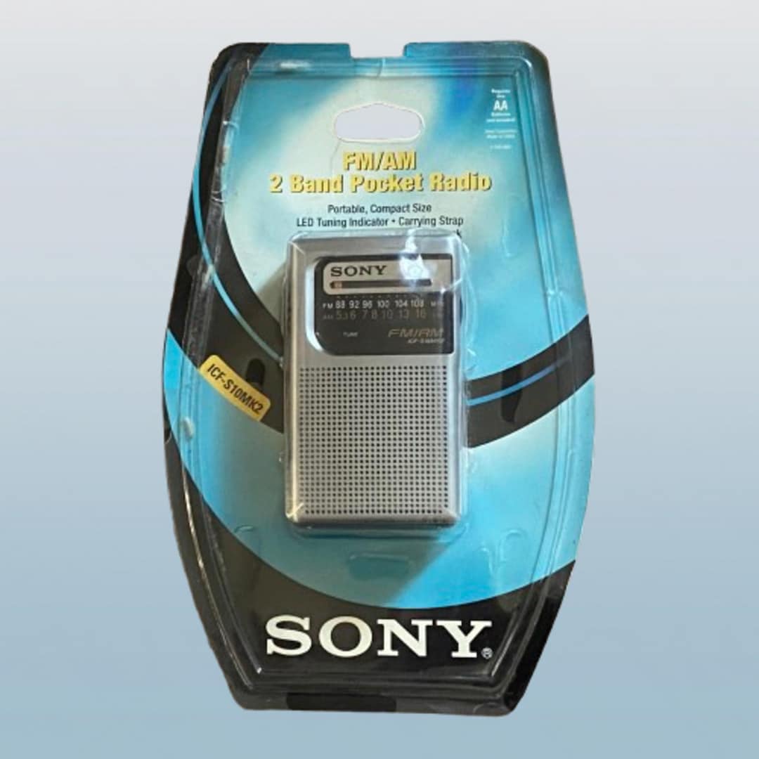 Vintage 1996 Sony Pocket Radio FM/AM 2 Band~model Icf-s10mk2~new ...