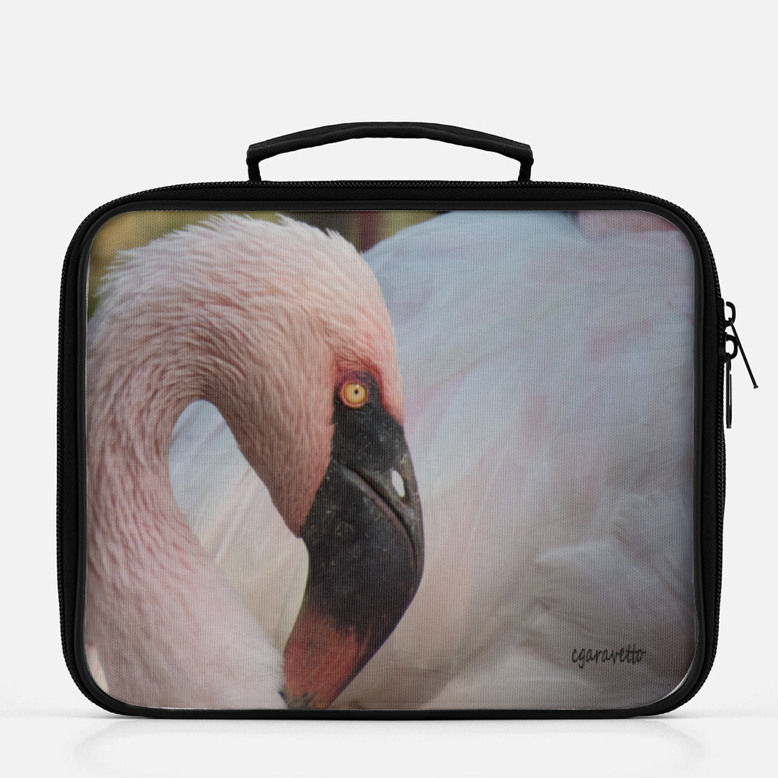 Pink Flamingo Bird Art on an Insulated Lunch Box Versatile Tote Bag ...
