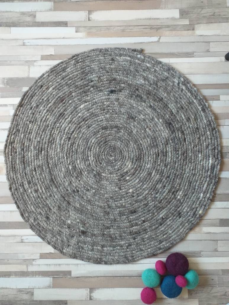 Round Wool Rug/ Handmade/ Gray/ Custom Size Area Rug / Circle - Etsy