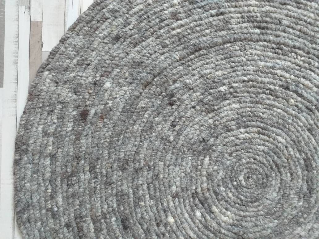 Round Wool Rug/ Handmade/ Gray/ Custom Size Area Rug / Circle - Etsy