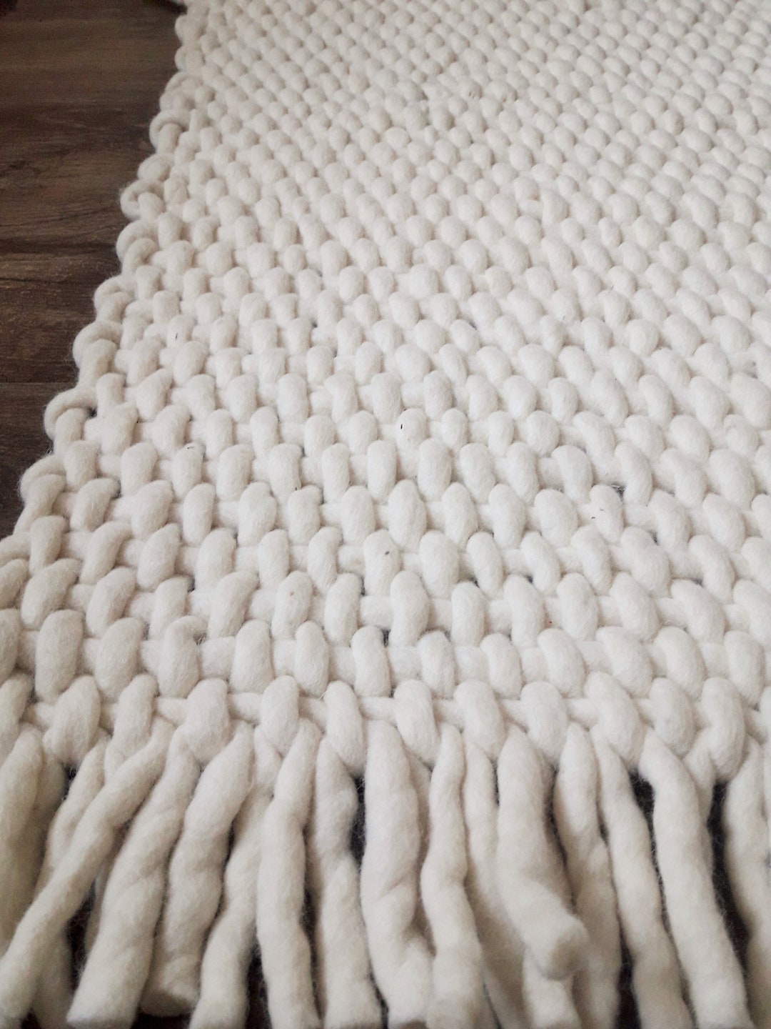 Wool Rug Runner/ White/ Handmade Wool Mat/ Bedside Rug/ Handwoven ...