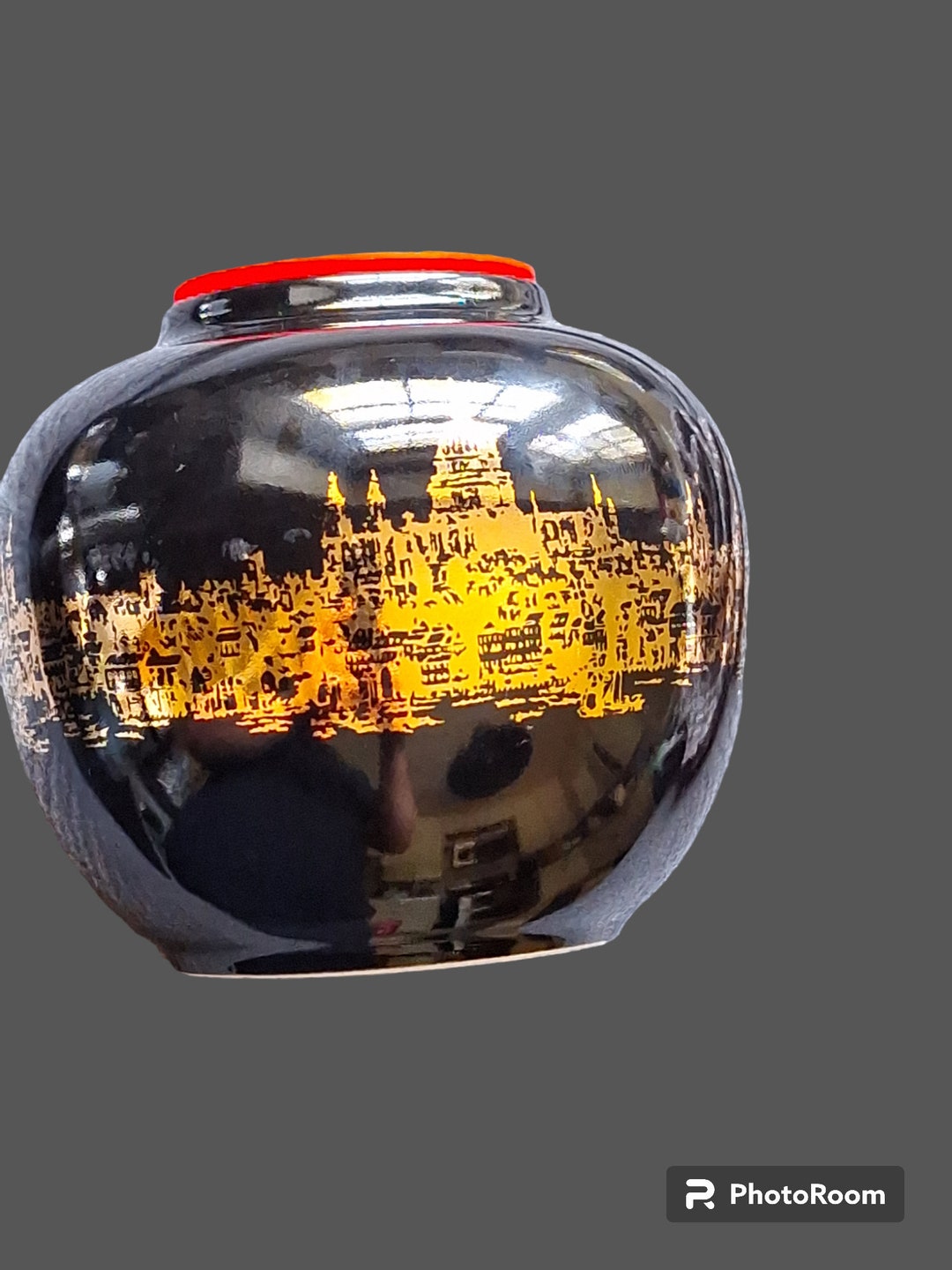 Vintage Tea Holder Vase Tea Canister Ceramic Asian City Scape Gold - Etsy