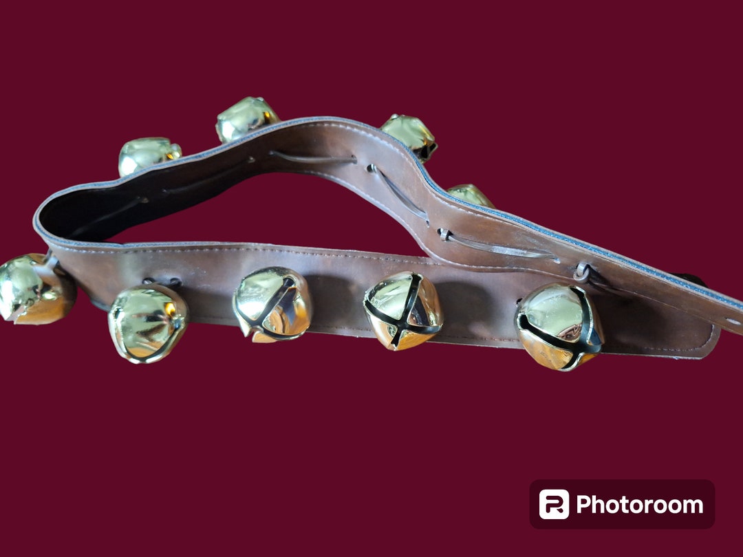 Vintage Brass Sleigh Bells Leather Strap With 8 Bells 24 Long X 2 Wide ...