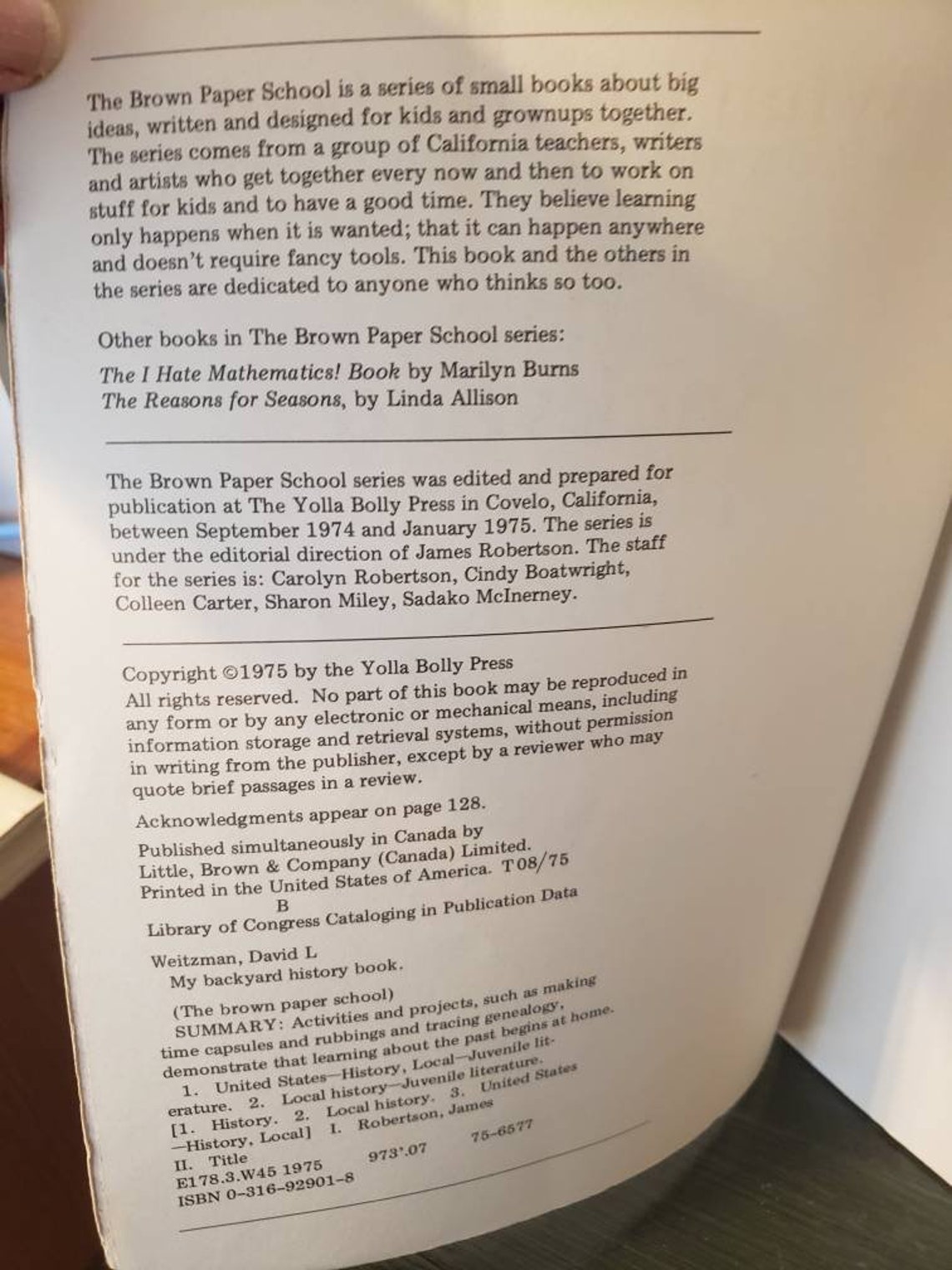 My Backyard History Book by Don Weitzman a Kids Guide to Local - Etsy