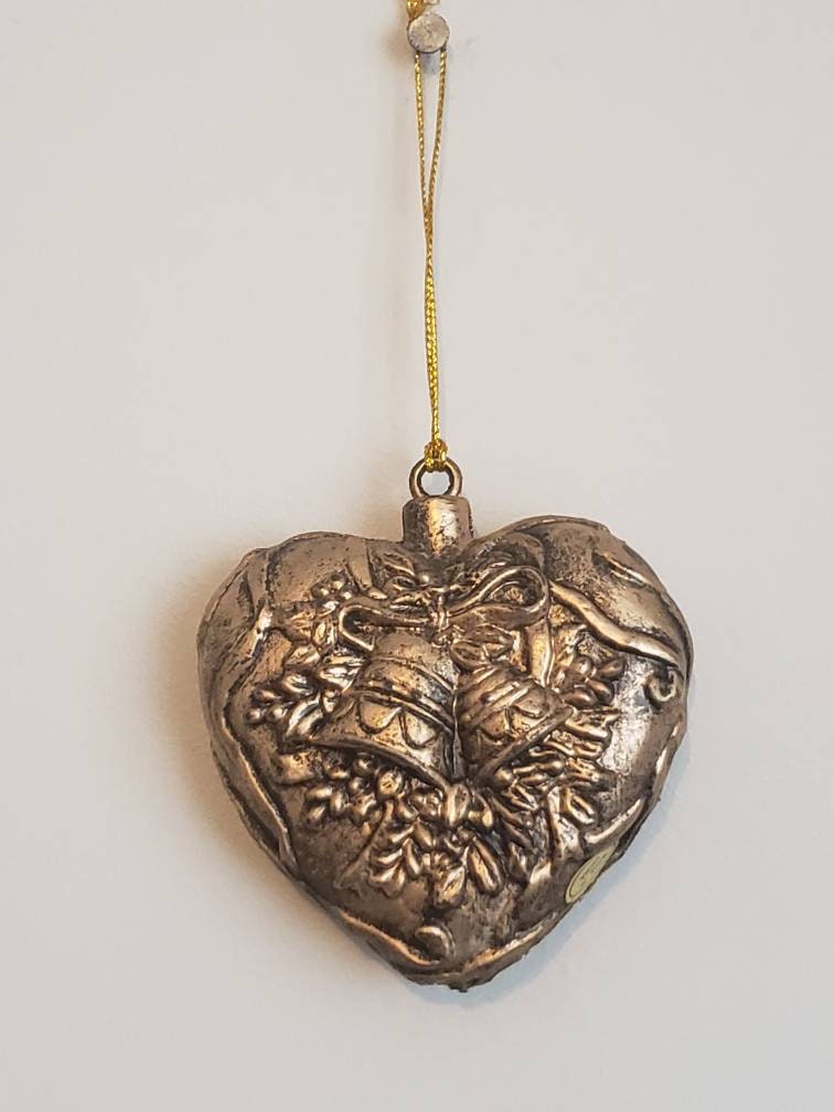 Set of 6 lovely heart shaped Christmas ornaments in bronze | Etsy