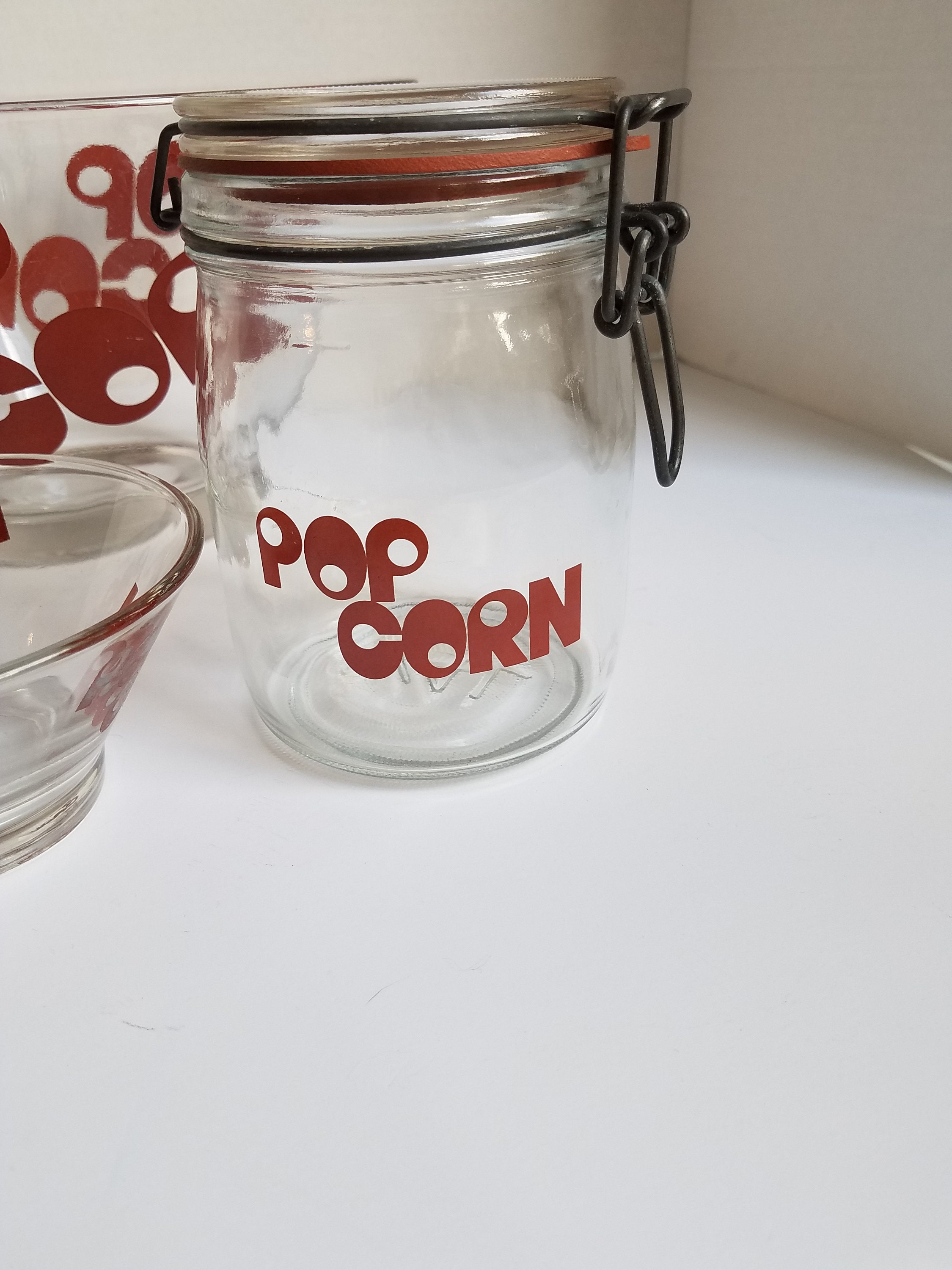 Vintage Heavy Glass Popcorn Kernel Canister Jar Home & Living Jars ...