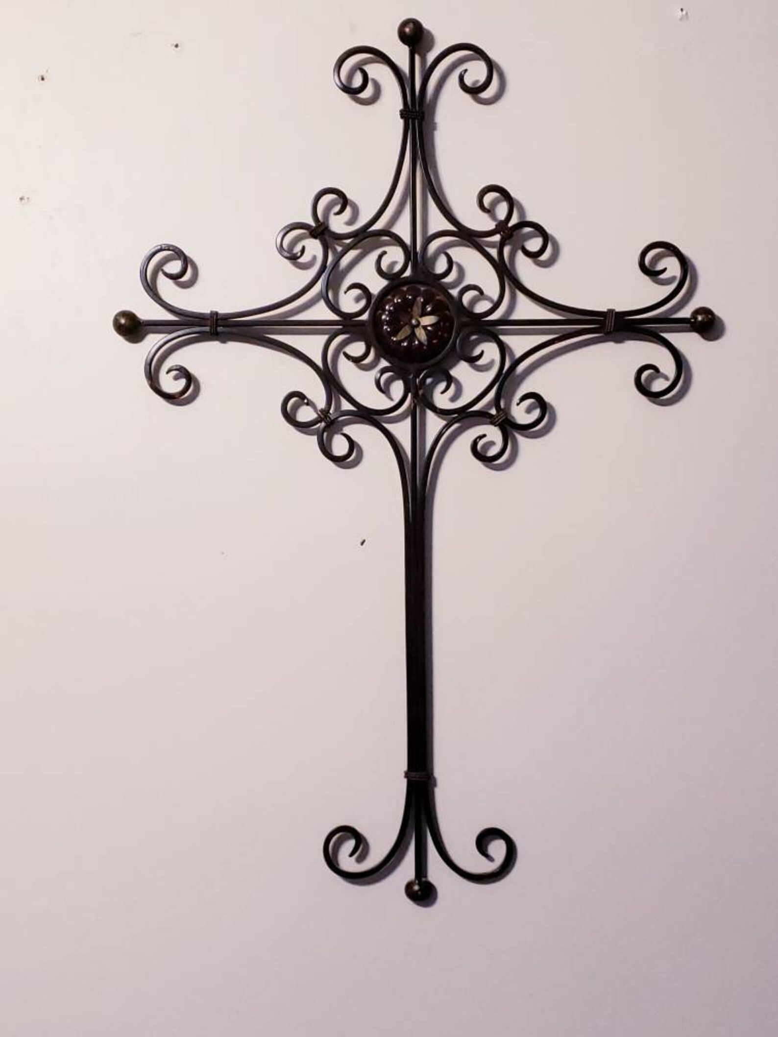 Vintage Large Pottery Barn Burnished Copper Cross With Red - Etsy