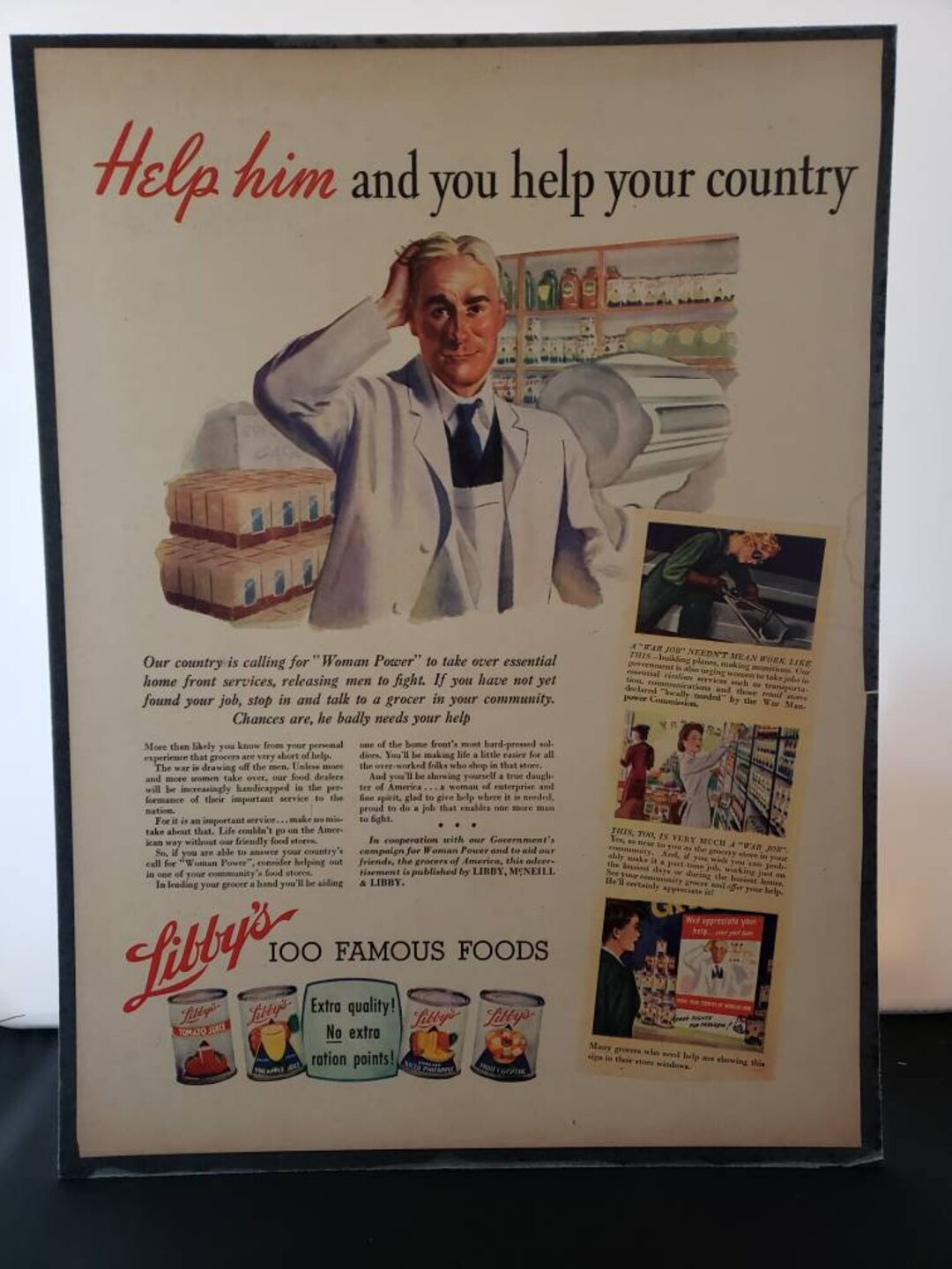 Awesome Vintage Libbey Canned Food Ad Kitchen Decor Professionally Dry ...